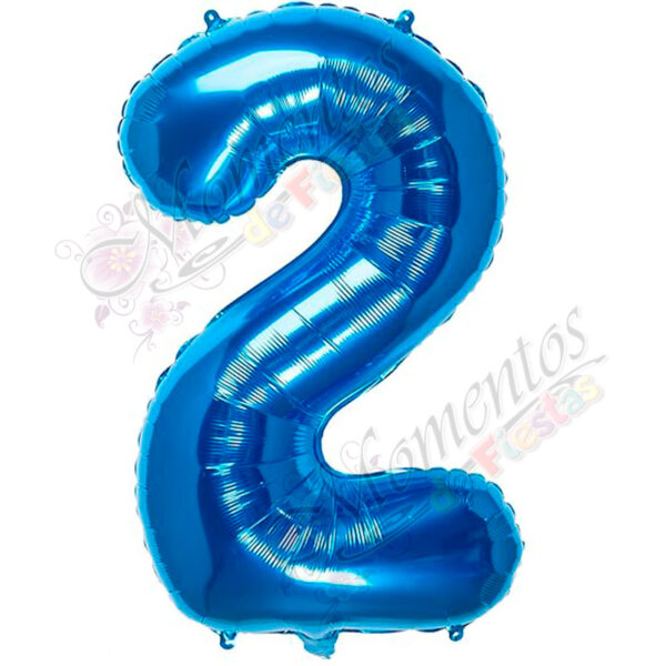 Globo Número 2 Metalizado – Color AZUL – Momentos de Fiestas